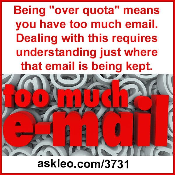 Being "Over Quota" means you have too much email. Dealing with this ...